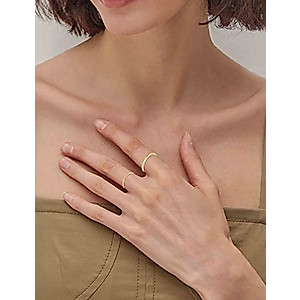 RLMOON 8PCS 14K Gold Plated Stacking Ring Set for Women Teen Danity Thumb Stackable Rings Gold Heart CZ Promise Eternity Rings Plain Band Size 4