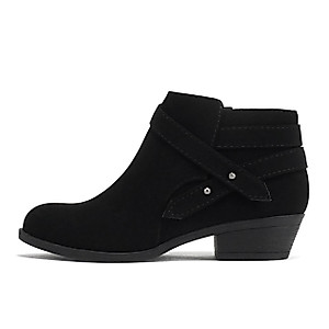 Soda SWEETEN-2 ~ Little Kids/Girls/Childrens Fashion Closed Toe Multi Strap Ankle Bootie Block Heel (Black Nubuck, numeric_1)