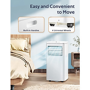 ZAFRO 8,000 BTU Portable Air Conditioners, Air Conditioners for Room up to 350 Sq.ft, Portable AC Unit with Remote/Digital Display/24Hrs Timer/Installation Kits for Home/Office/Dorms, White
