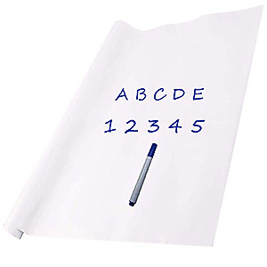 WISHAVE Large Dry Erase Whiteboard Sticker Wall Decal ,Self-Adhesive White Board Sticker Vinyl Peel and Stick Paper for School, Office, Home, Kids Drawing with 1 Marker 78.7 X 17.5 inch