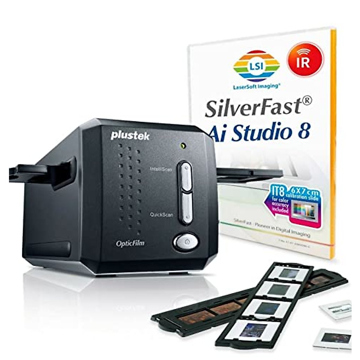 Plustek OpticFilm 8200i AI - 35mm Film & Slides Scanner. IT 8 Calibration Target + SilverFast Ai Studio 8.8, 7200 dpi Resolution 64Bit HDRi , Mac/PC