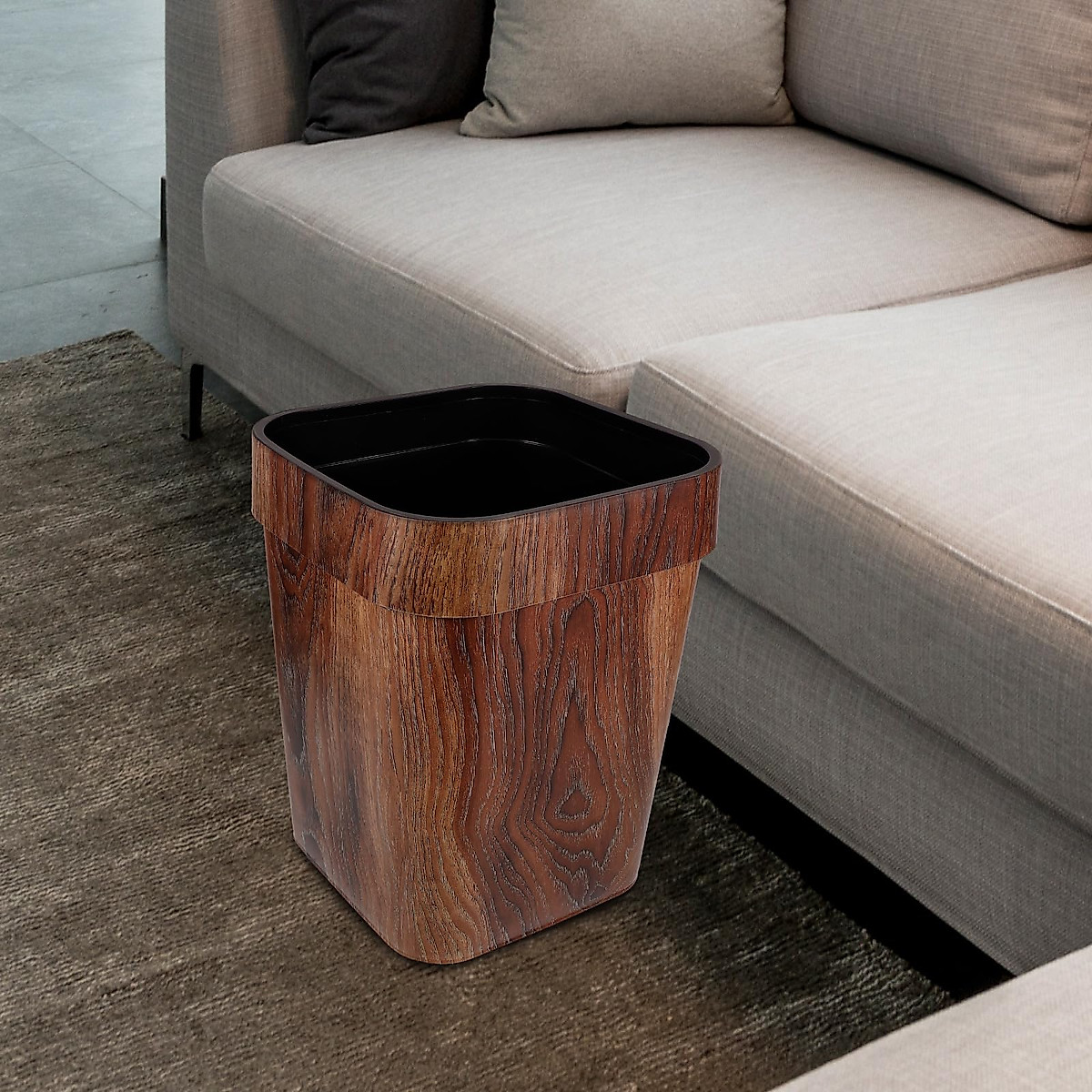 Cabilock Bathroom Trash Can, 14.0 liters, Polypropylene, Square, Light Brown