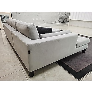 Stendmar 3pc 120" Contemporary Grey Microfiber Sofa Couch Sectional Sofa Chaise Ottoman S168RG