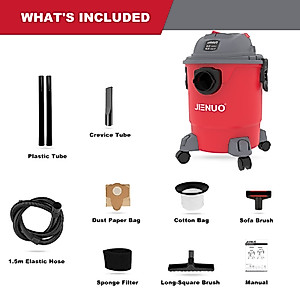 JIENUO Shop Vacuum 5 Gallon, 5.5HP Shop Vacs Wet and Dry, 3 in 1 Multifunctional Wet Dry Vacuum with Blower, Portable Commercial Vacuum Cleaner for Car, Carpet, Basement,Workshop