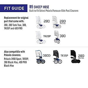 Polaris Genuine Parts B5 Sweep Hose Complete Replacement for pressure-side pool cleaner 280, 280 Tank Trax, 380, TR28P