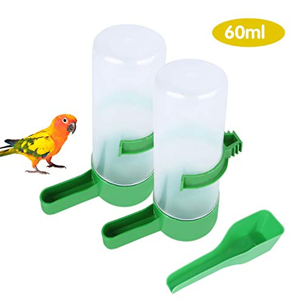 4Pcs Automatic Bird Feeders, Bird Water Dispenser for Cage, Bird Water Feeder Bottles Bird Drinker Container Hanging Seed Food Dispenser Water Clip for Parrots Budgie, Cockatiel, Lovebirds Finch