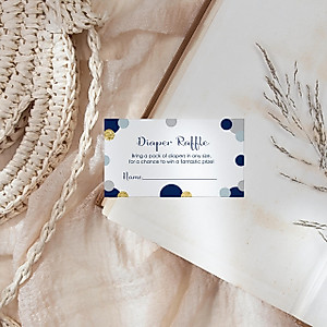 Navy and Gold Diaper Raffle Tickets, Boys Baby Shower Games for Prizes, Baby Shower Diaper Raffle Invitation Insert Cards, 25 Pack