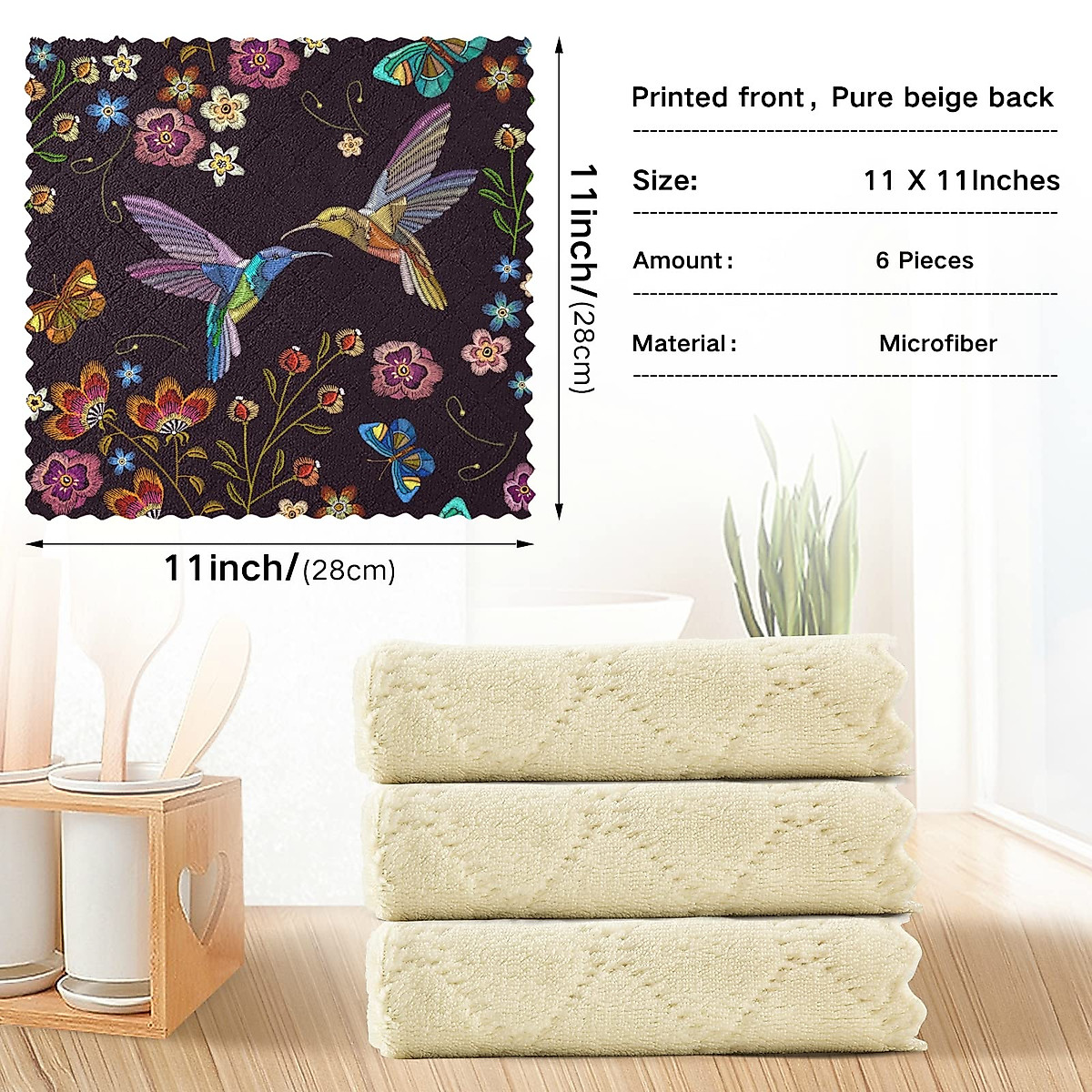 JSTEL Hummingbird Dish Towels for Drying Dishes,Hummingbird Kitchen Cloth Dish Towels Premium Dishcloths Super Absorbent Fast Drying