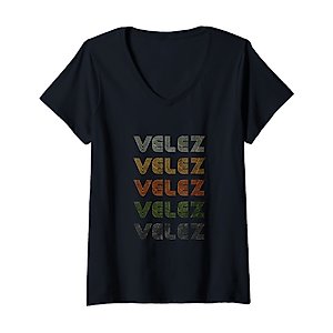 Womens Love Heart Velez Tee Grunge/Vintage Style Black Velez V-Neck T-Shirt