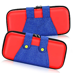 TNP Travel Case for Nintendo Switch Mario Theme Portable Travel Carry Hard Shell EVA Material Pouch Traveler Deluxe Cover with Strap Handle for Switch Console, Joy Con Controller, Game Card Holders