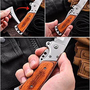 DOOM BLADE Long Blade Pocket Folding Knife - Sharp Survival Work Knives-Foldable Large Knife with Rosewood Handle,Gift for Dad Husband,for Hunting,Hiking,Camping (1 Knife)