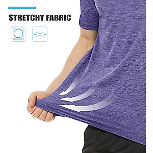 TACVASEN Purple Athletic Shirts for Men - Short Sleeve Dry Fit Workout Running Gym Quick Dry Polyester Shirts