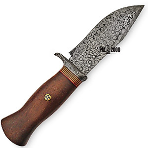 HK-9892 Handmade Damascus Steel Hunting 10.4 Inch Knife Solid Rose Wood Handle with Sheath