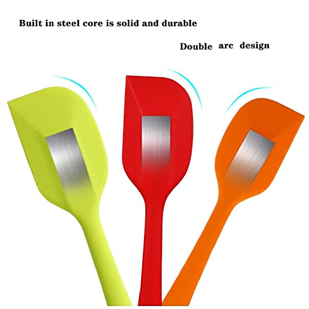 7 Pieces Silicone Spatulas, 11 Inches Non-stick Heat-Resistant Rubber Spatulas with Stainless Steel Core