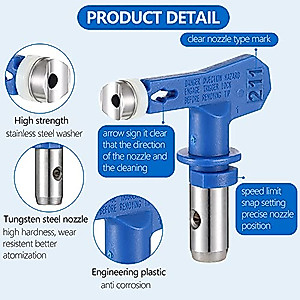 Reversible Nozzles Paint Spray Tips Airless Sprayer Nozzles Spraying Machine Parts in Blue for Homes Buildings Decks or Fences(5 Pieces,211, 313, 415, 517, 623)