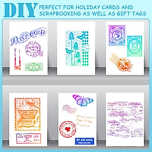 Yinder 7 Pcs Vintage Rubber Clear Stamps Set 4 Sheet Transparent Postage Silicone Stamps 3 Pcs Acrylic Stamp Block Tools with Grid Lines Rubber Craft Supplies for DIY Scrapbooking Journaling