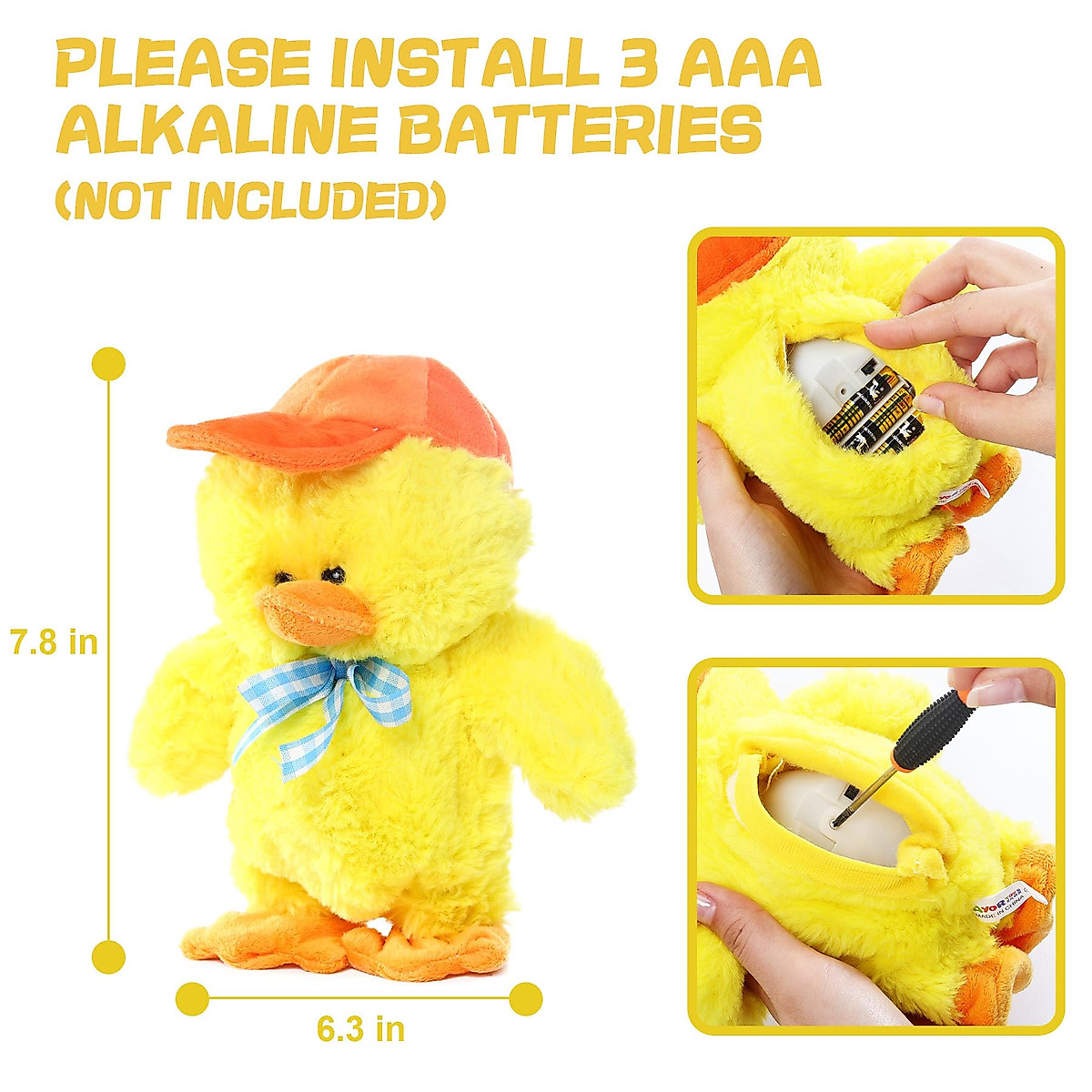 LUKETURE Easter Duck Toys for 1-3 Toddlers – Talking Toy That Repeats What You Say, Dancing Walking Baby Crawling Yellow Duck Singing 30 Songs, for 1 Year Old Girl Birthday