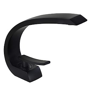 Homary Matte Black 1-Handle Sink Faucet for Bathroom with Pop Up Sink Drain Curved Spout Lavatory 1-Hole Deck Mount, Solid Brass