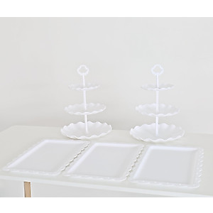 5 Pcs 3 Tier Cupcake Stand Set, Dessert Table Display Set with 2X Small 3-Tier Cupcake Stands + 3X Appetizer Trays Perfect for Wedding Baby Shower Home Birthday Tea Party Decoration