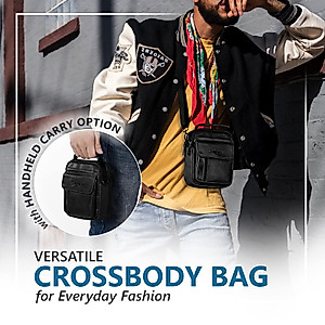 Hengwin Leather Cell Phone Bag Crossbody Purse Fits for iPhone 16 15 14 13 12 Pro Max Holster Samsung Galaxy Note 20 Ultra 9 8 S24 S23 Ultra A15 A25 A54 Wallet Case Handbag with Shoulder Strap (Black)