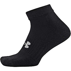 Under Armour Adult Training Cotton Low Cut Socks, Multipairs , Black (6-Pairs) , Large