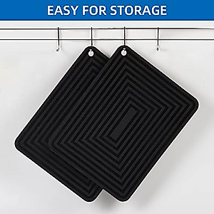 IFFMYJB Silicone Trivet Mats for Hot Pots & Pans Hot Dishes, Silicone Pot Holders, Hot Pads for Kitchen, Multipurpose Heat Resistant Mat for Silicone Hot Pads, Trivet Mat 2 Set Black