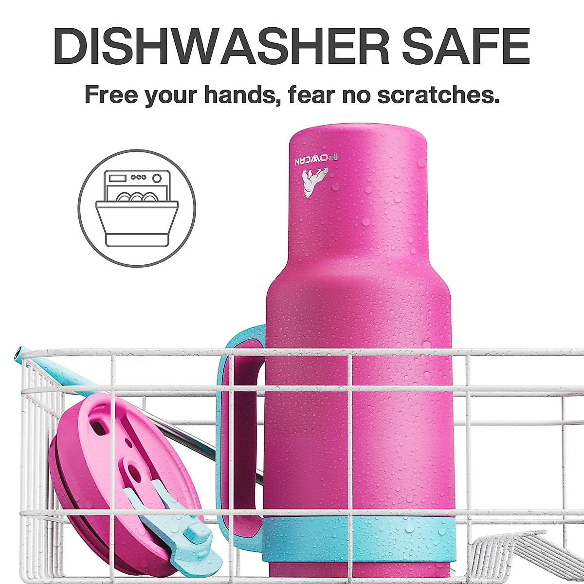 POWCAN 40 oz Tumbler with Handle, 2-in-1 Straw and Sip Lid, Leakproof, Dishwasher Safe, Insulated Stainless Steel Travel Coffee Mug, Keeps Cold for 34 Hours, Fits in Car Cup Holder (Barbie)