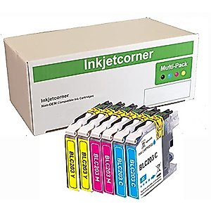Inkjetcorner Compatible Ink Cartridges Replacement for LC203CL LC203XL for use with MFC-J460DW MFC-J480DW MFC-J485DW MFC-J680DW MFC-J880DW MFC-J885DW (2 Cyan 2 Magenta 2 Yellow, 6-Pack)