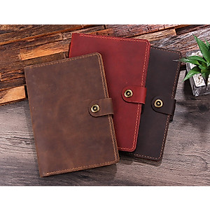 Leather Folio Cover Compatible with Rocketbook Executive Size 6 x 8.8, Handmade Rustic Leather Journal Cover for A5 Notebooks - Coffee