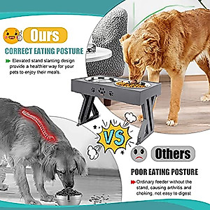 URPOWER Elevated Dog Bowls Adjustable Raised Dog Bowl with 2 Stainless Steel 1.5L Dog Food Bowls Stand Non-Slip No Spill Dog Dish Adjusts to 3 Heights 2.8”, 8”, 12”for Small Medium Large Dogs and Cats