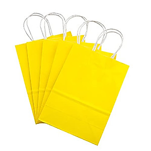 ysmile 12 ct Gift Kraft Paper Bag with Handle for Birthday Party Favor for Present in Bulk 8.2x5.9x3.1 from Yellow…