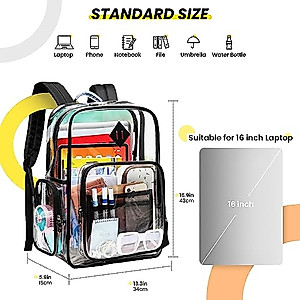 ASKSKY Clear Backpack Heavy Duty, PVC See Through Backpack for School Stadium Approved Transparent Backpack, Black