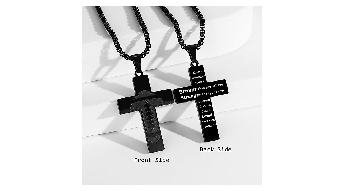 Football Cross Necklace for Inspirational Gifts