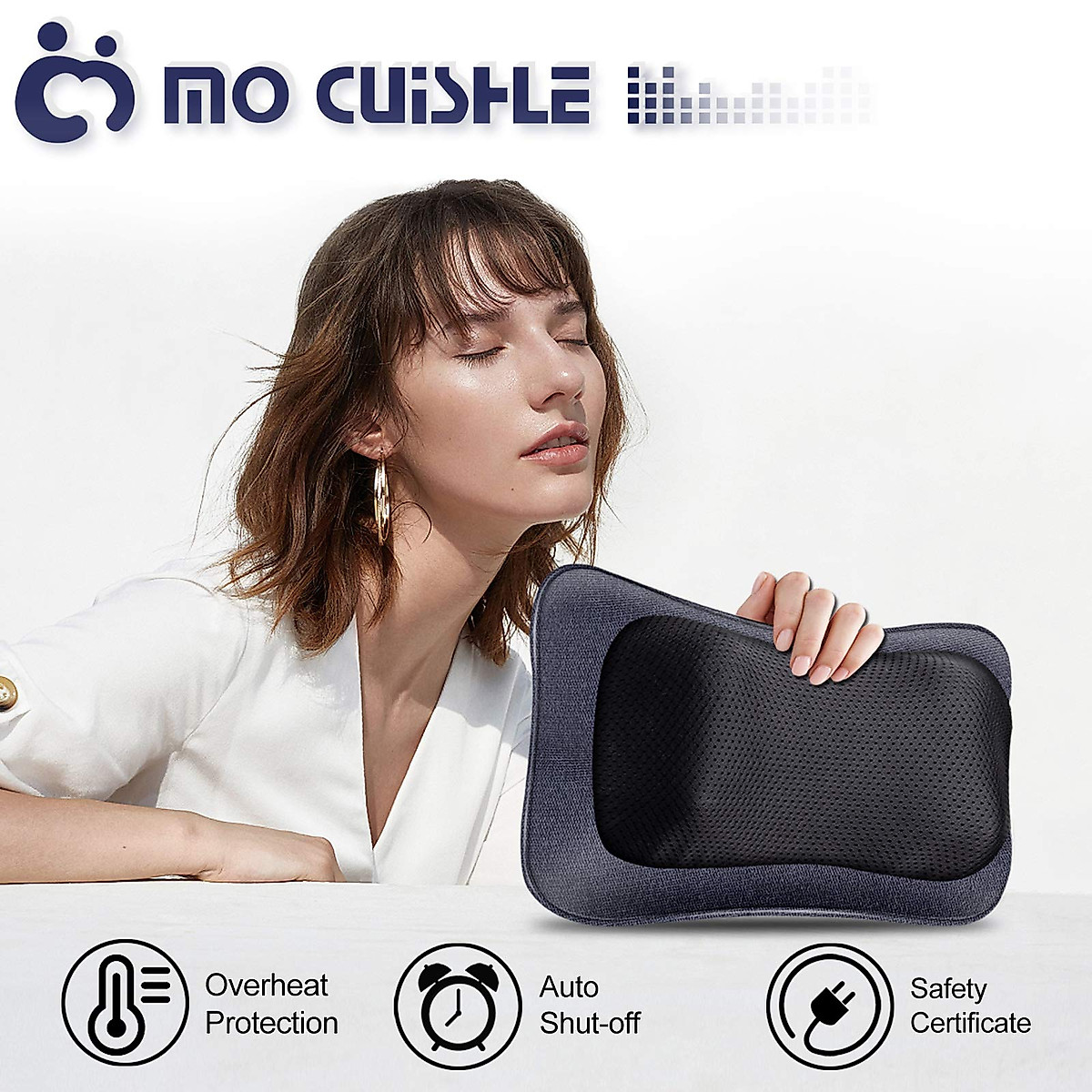 Mo Cuishle Electric Shiatsu Back Massager with Heat - Powerful 3D Kneading for Neck, Shoulder, Lower Back Pain Relief - Ergonomic Design for Home, Office, & Car - Gifts for Women, Men, Mom & Dad
