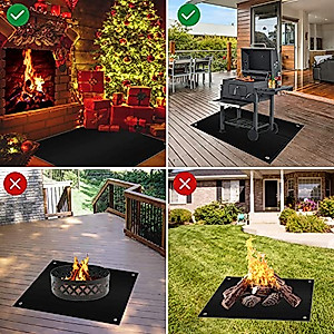 NEZUIBAN Fire Pit Mats - 39 x 47in Under Grill Mats for Outdoor Grill, Square Fireproof Mat for Under Fire Pit Protect for Deck, Grass and Lawn