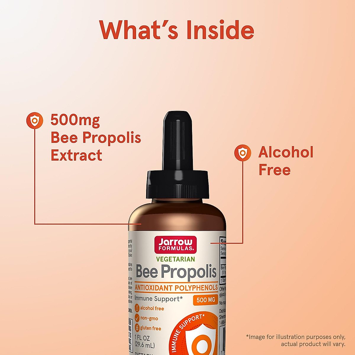 Jarrow Formulas Bee Propolis 500 mg - 1 fl oz - Alcohol-Free Liquid Extract - Immune Support Antioxidant Supplement - Immune Support - Approximately 30 Servings