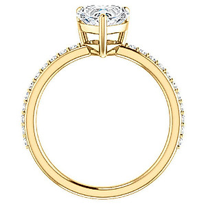 10K Solid Yellow Gold Handmade Engagement Rings 1.5 CT Heart Cut Moissanite Diamond Solitaire Wedding/Bridal Ring Set for Women/Her Propose Ring (8)