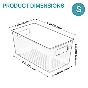 Vtopmart Clear Plastic Pantry Organizer Bins, 6 PCS Food Storage Bins with Handle for Refrigerator, Fridge, Cabinet, Kitchen, Countertops, Cupboard, Freezer Organization and Storage, BPA Free, Small