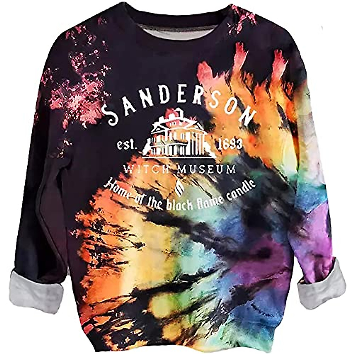 Womens Tie Dye Printed Pullover Tops Long Sleeve Loungewear Casual Color Block Crewneck Sweatshirt