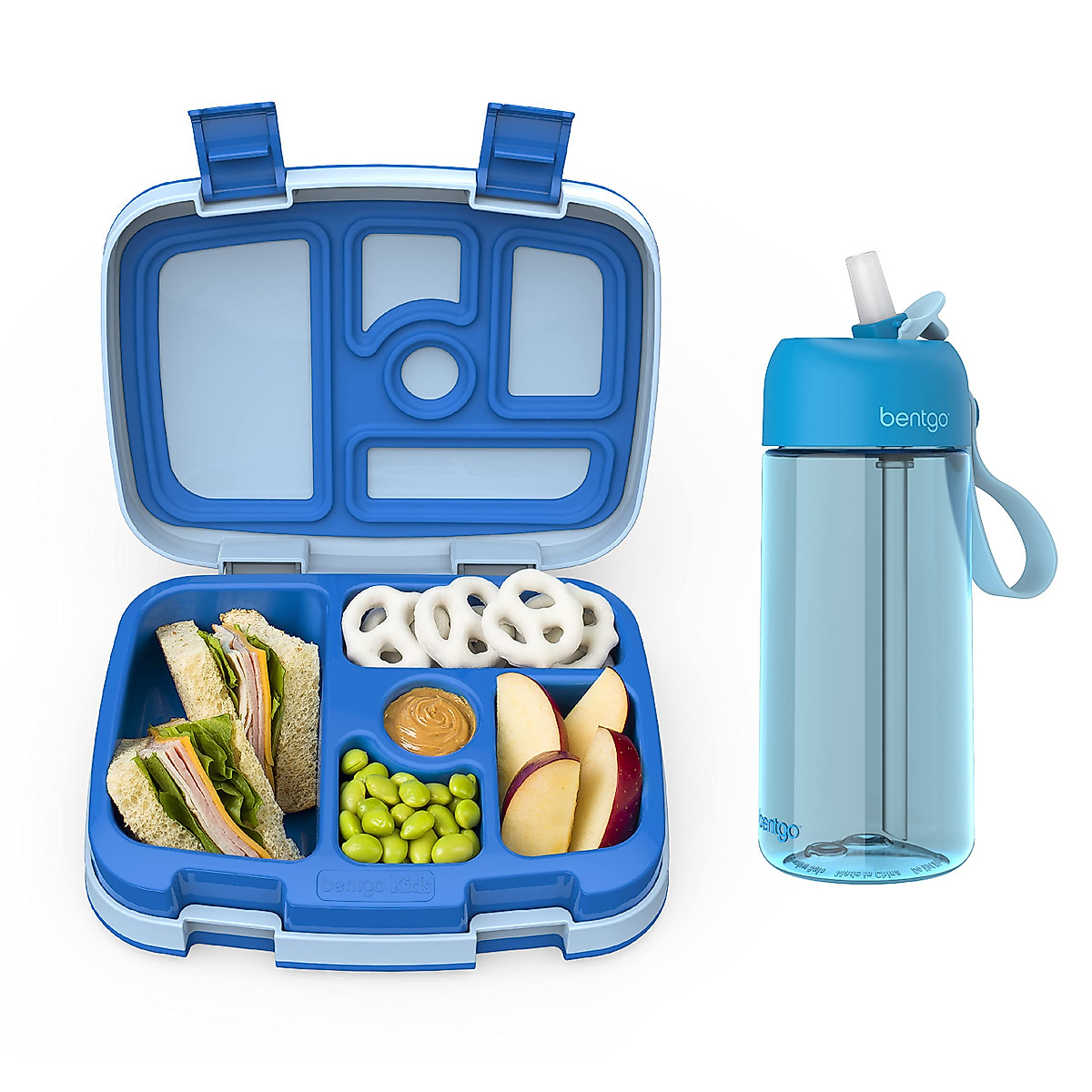 Bentgo® Kids Lunch Box Kids Water Bottle - New & Improved 2023 (Blue)