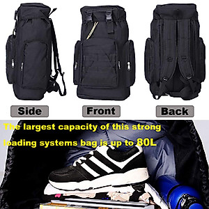ASONWAY Hiking Backpack 80L Large Capacity Outdoor Camping Travel Waterproof Backpack for Hunting Cycling Sports (Black)