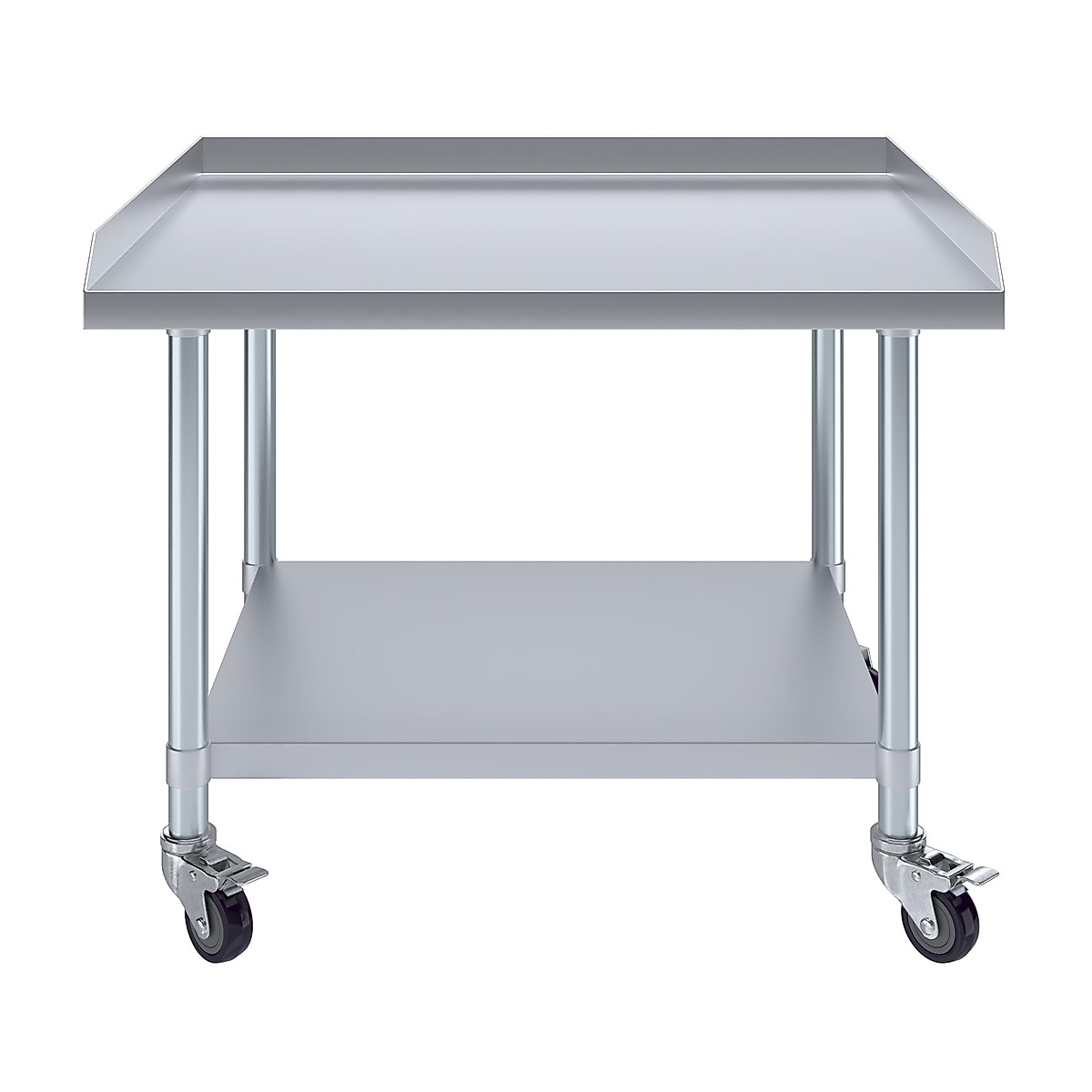 AmGood Stainless Steel Equipment Stand with Undershelf + Casters, Heavy Duty, Commercial Grade, NSF (30" Width x 36" Length + Casters)