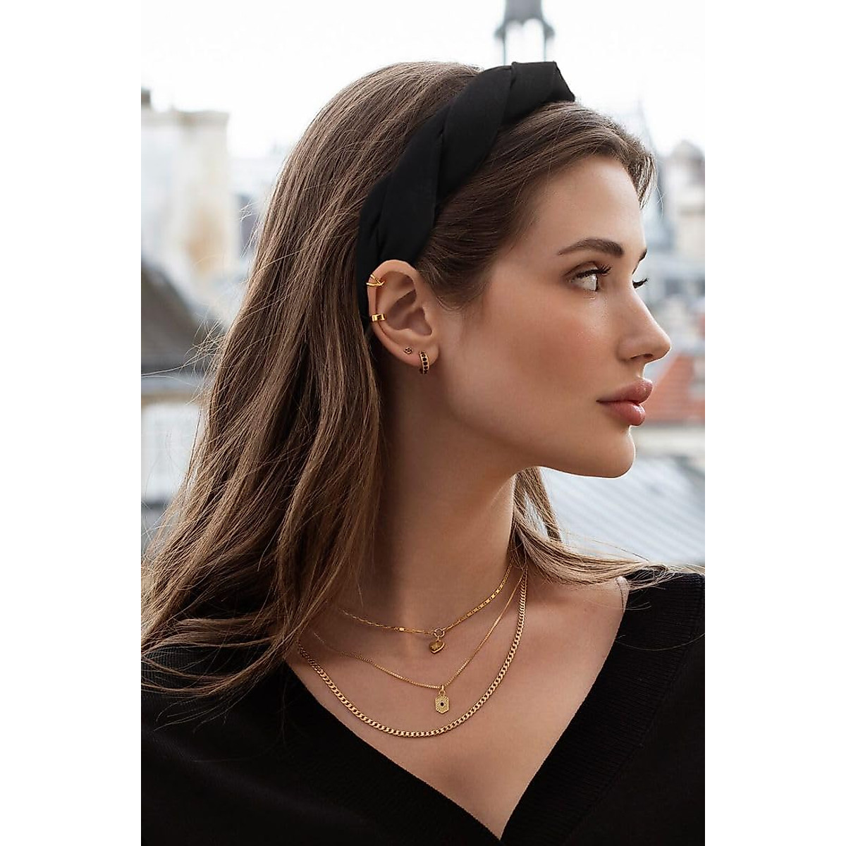 WOVOWOVO 4 Pieces Braided Headband for Women Girls Wide Hairband Fashion Non Slip Hairhoop Weaving Shape Accessories Solid Colors