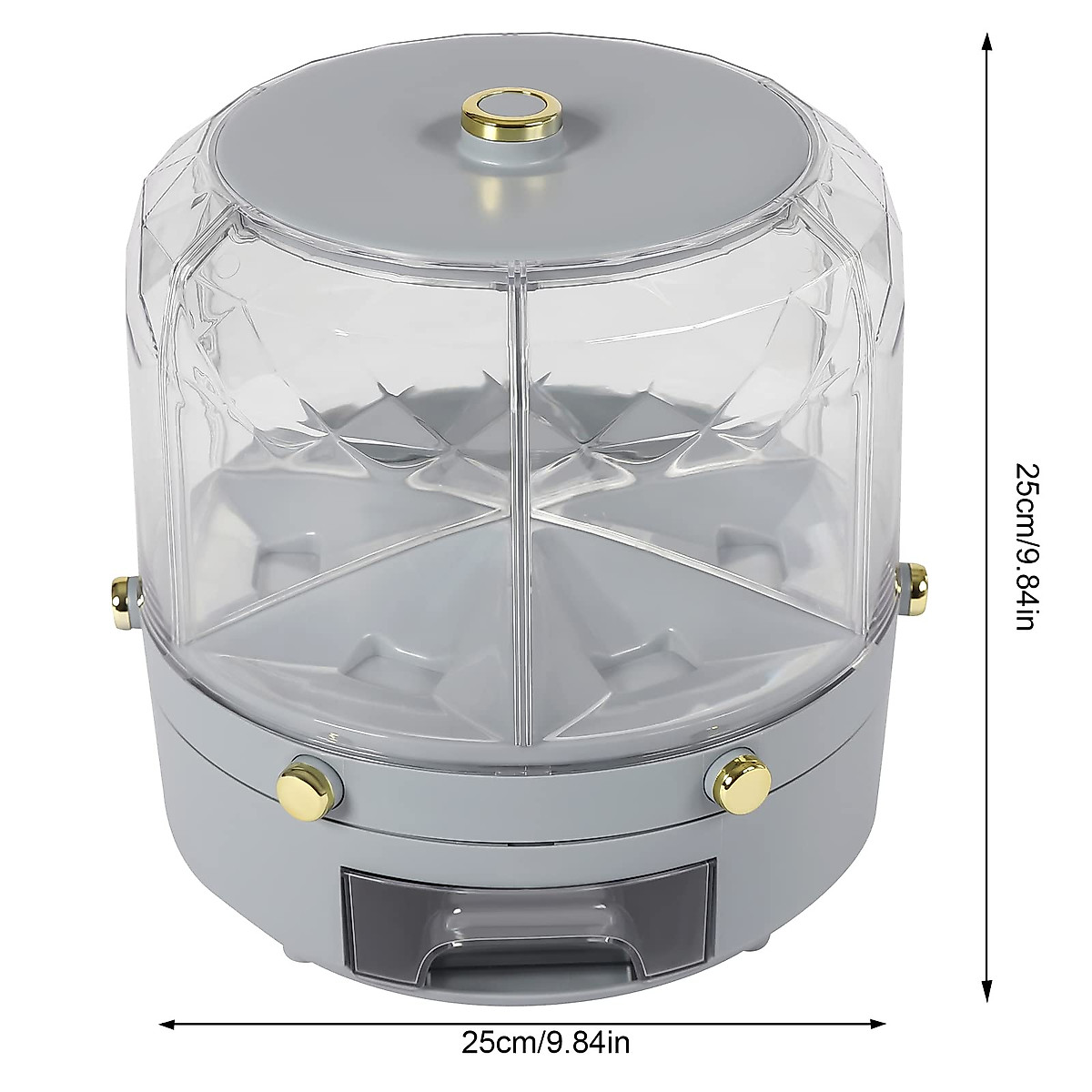 LUGBING One-Click Rice Output Food Containers, 360° Rotatable Grain Separate Storage Box 6 Grid Household Kitchen Storage Container for Rice, Beans, Grains Rotating Rice Dispenser