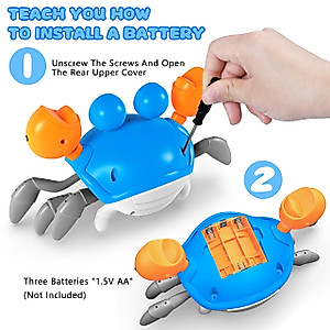ZHVV Crawling Crab Toy, Infant Tummy Time Baby Toys, Fun Interactive Dancing Walking Moving Toy Babies Sensory Induction Crabs with Music, Baby Toy Boys Girls Toddler Birthday Gifts
