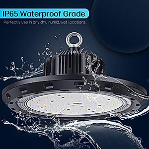 Vemofoper UFO LED High Bay Light 100W Ultra Bright Ceiling Lamp for Garage,Shop,Gym,Warehouse Work Commercial Lighting Grade 15000LM 120V 5000K IP65 (100W)