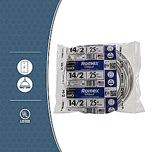 Woods 28827421 14/2 NMB W/G 25' Wire, 25 Feet, Foot