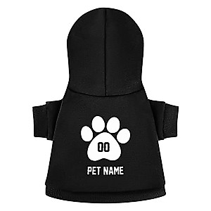 SUQINFA Dog Paws Custom Pet Hoodie, Add Pet Name Personalized Pet Clothes Sweaters with Hat Customized Dog Hoodies Sweatshirt for Small Medium Large Dogs