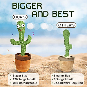 Dancing Cactus Toy Mimicking Talking Cactus Adjustable Volume Singing Cactus Embroidery Buttons Repeating What You Say with Wriggle Lighting, Recording Cactus Soft Plush Baby Toy Funny Toy FG__