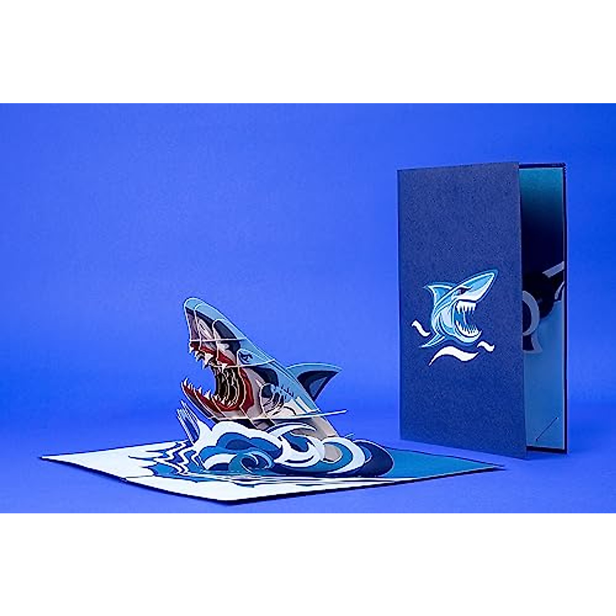 Paper Love 3D Pop Up Fathers Day Card, Shark, For Husband, Son, Anyone, All Occasion, Handmade - 5" x 7" Cover - Includes Envelope and Note Tag